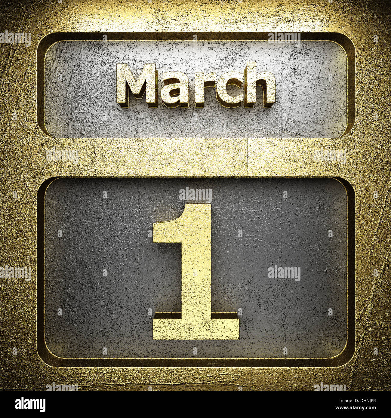 march 1 golden sign Stock Photo - Alamy