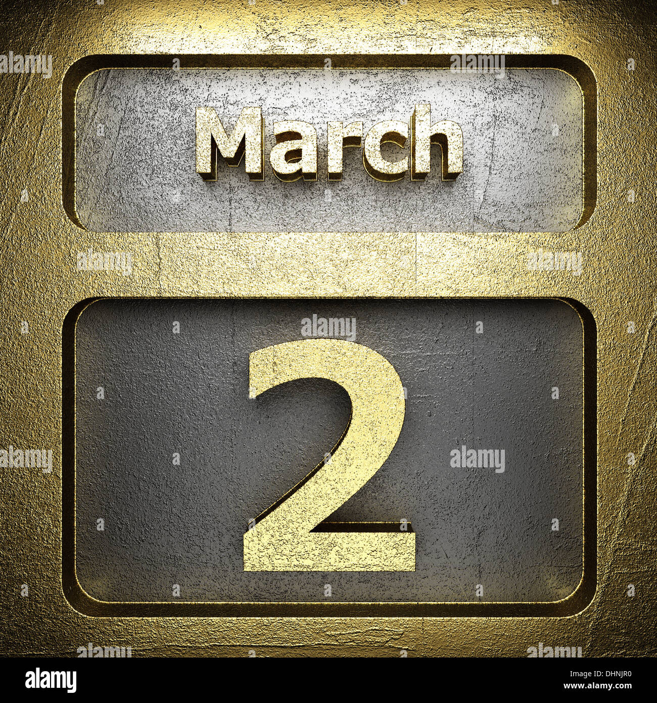 march 2 golden sign Stock Photo - Alamy