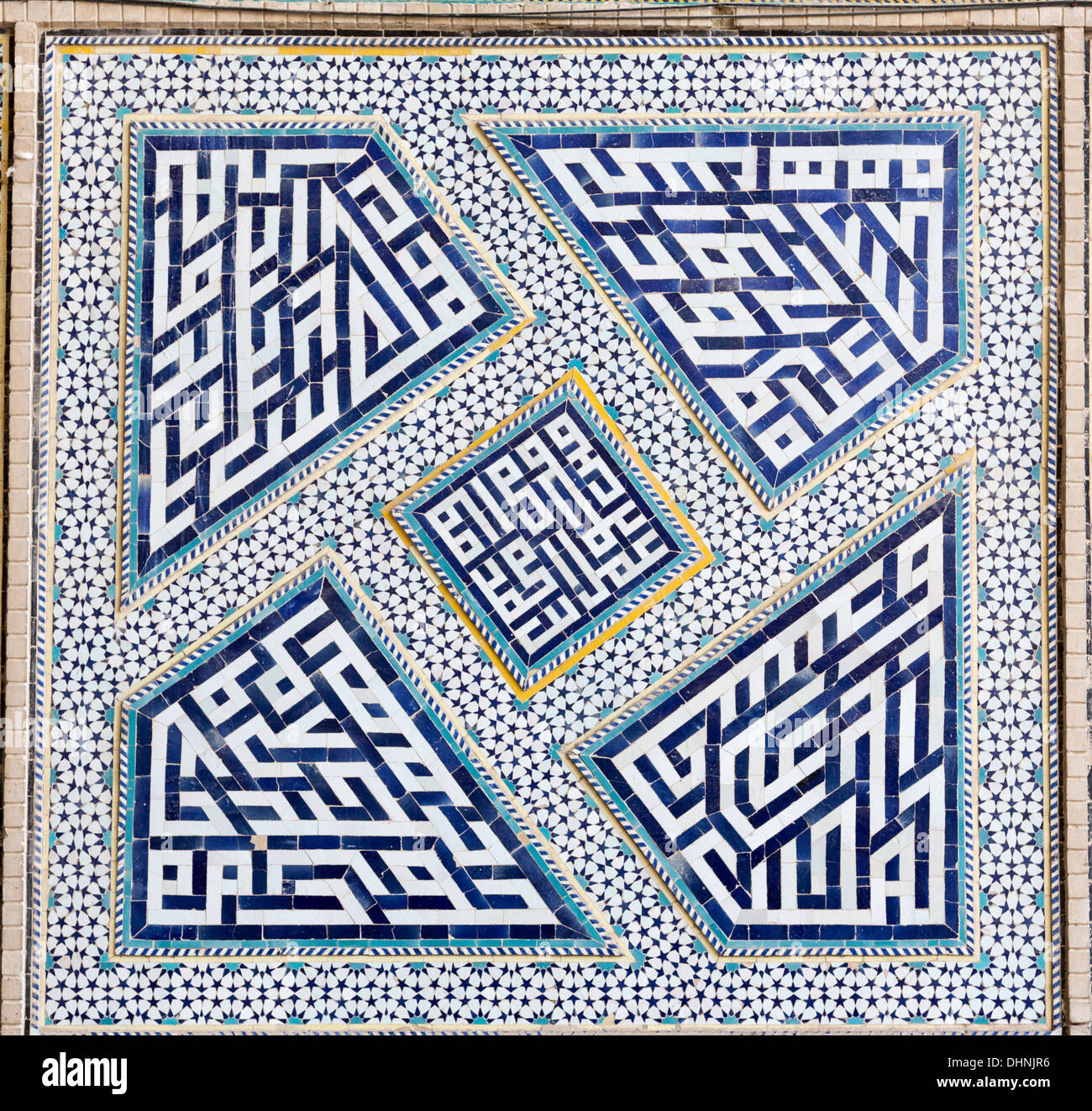 detail of tile work of west iwan, Friday mosque, Isfahan, Iran Stock ...