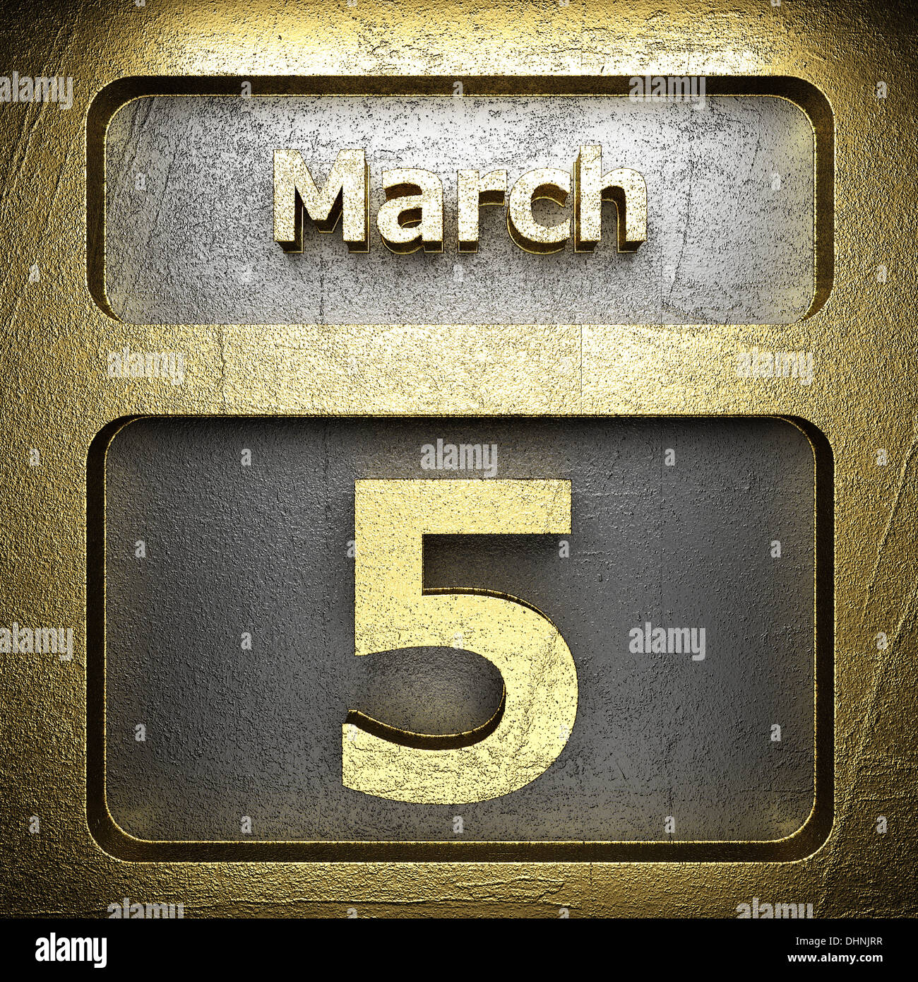 march 5 golden sign Stock Photo - Alamy