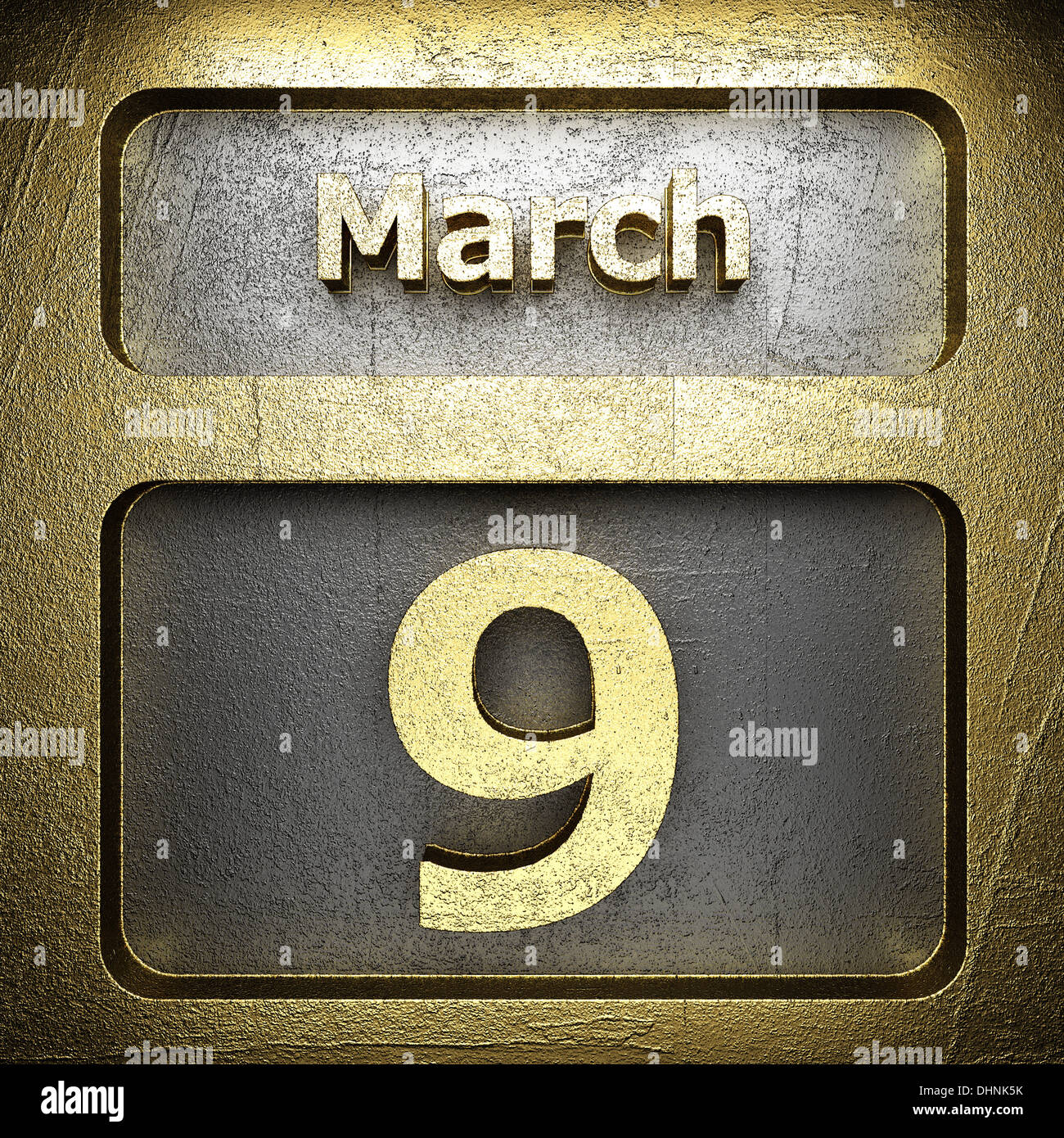 march 9 golden sign Stock Photo - Alamy