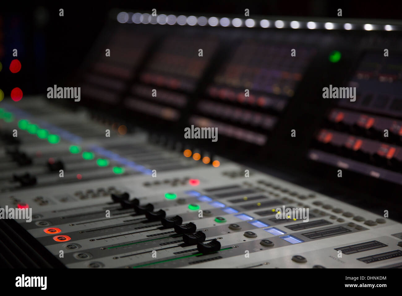 Detail images of a Soundcraft Sound Desk with sliders and LED's Stock ...