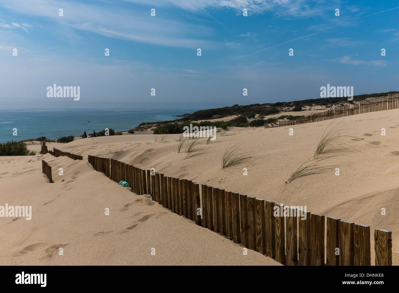 Sand dunes at Playa Valdevaqueros in Tarifa, southern Spain Stock Photo ...