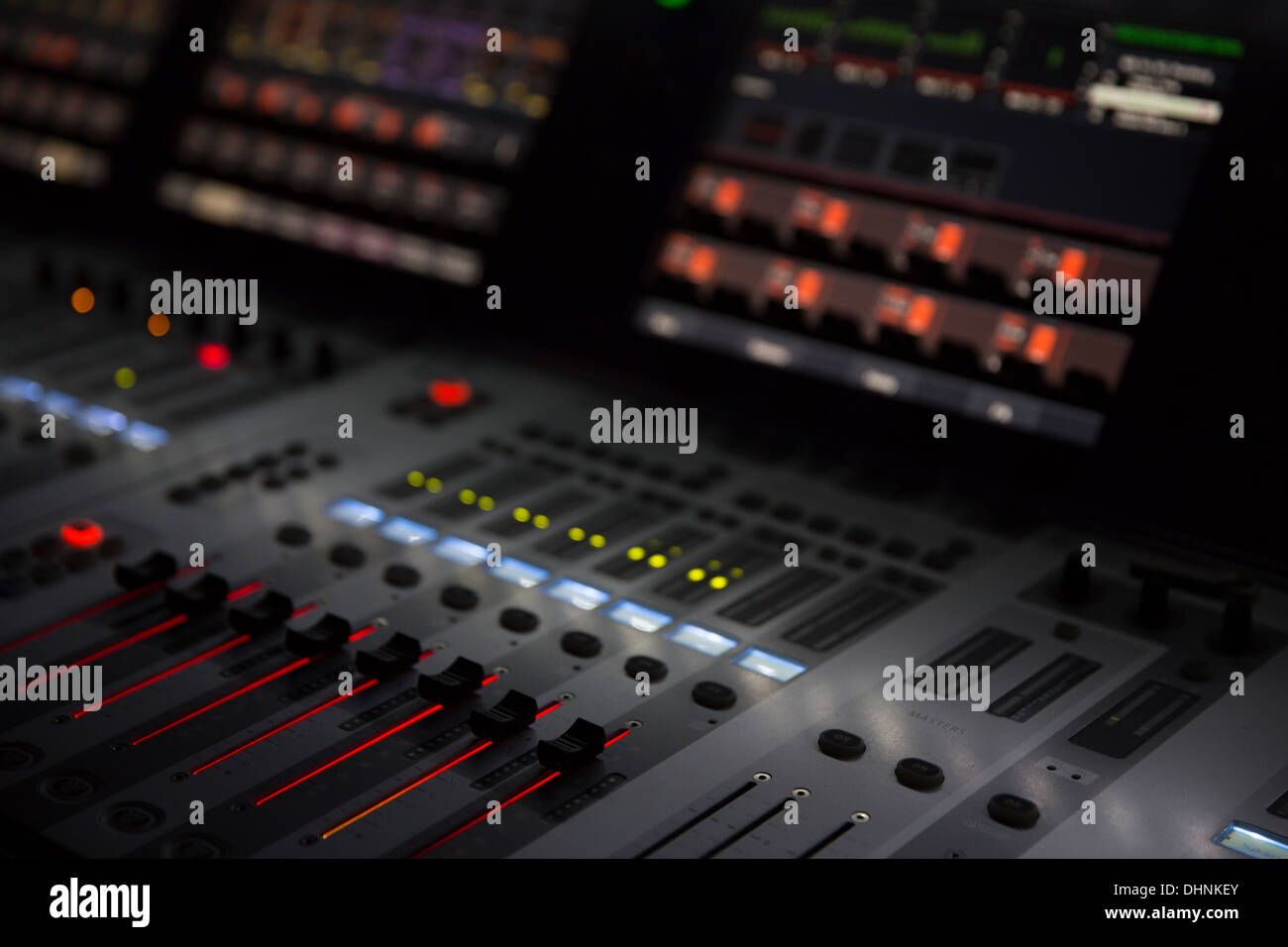 Detail images of a Soundcraft Sound Desk with sliders and LED's Stock ...