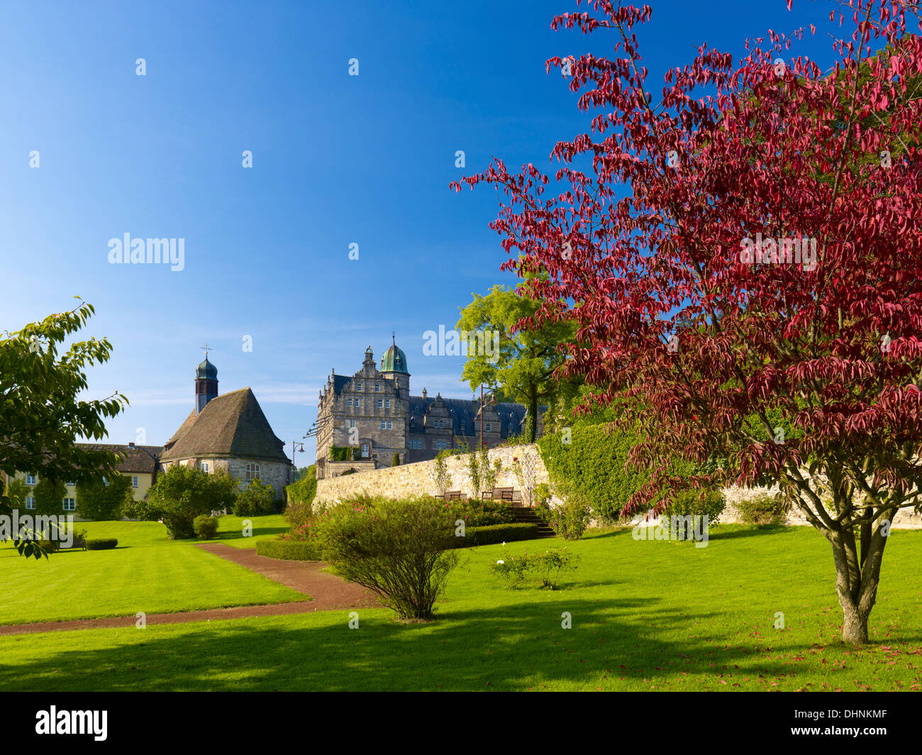 Hämelschenburg Castle and St Mary's church, Emmerthal, Weser Uplands ...