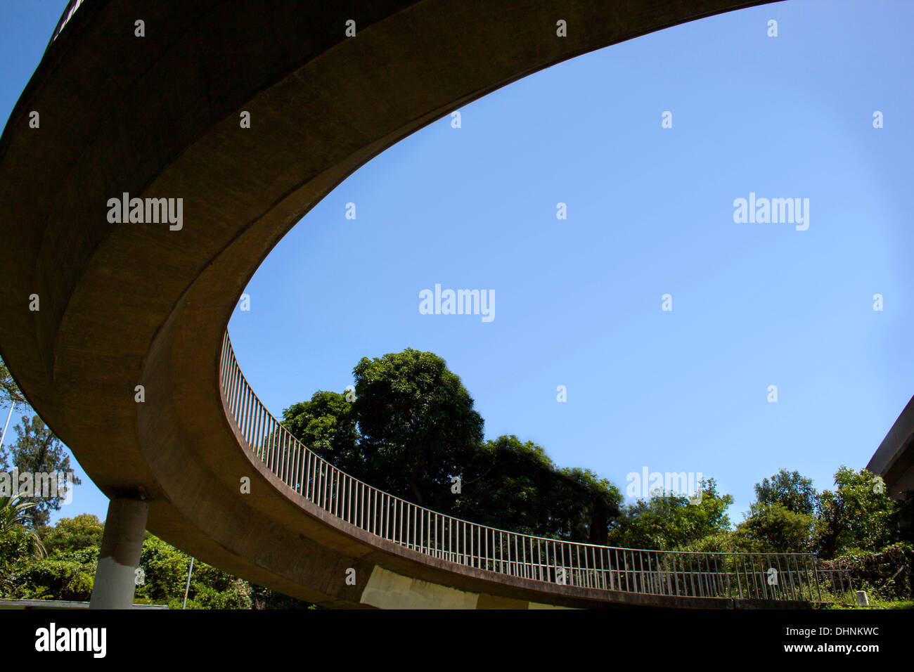 closeup of abstract overhead view of pedestrian walkway and hand ...