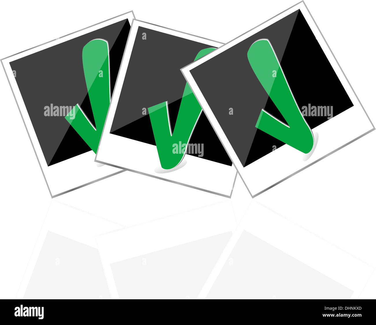 photo frame with green check mark Stock Photo - Alamy