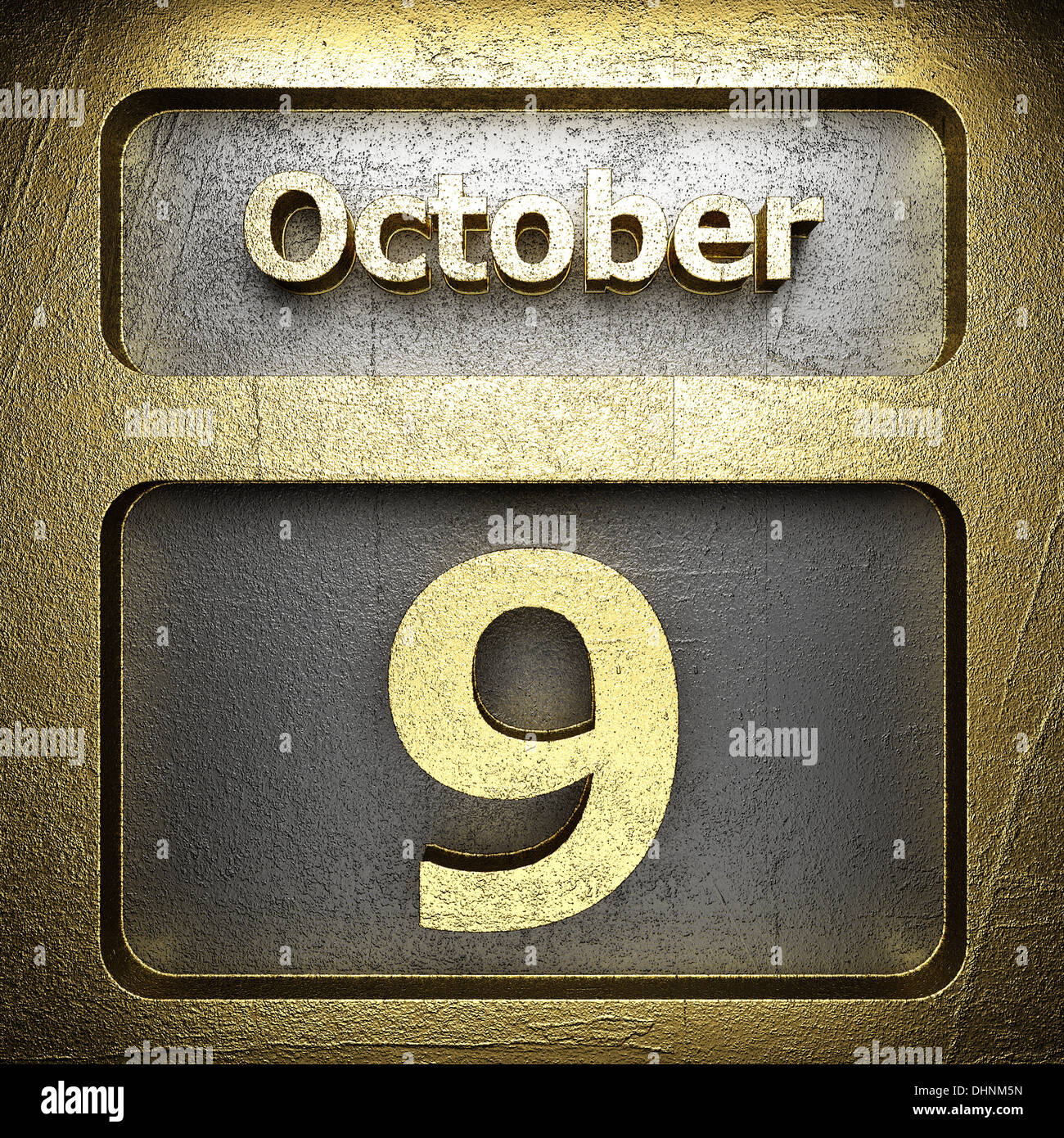 october 9 golden sign Stock Photo - Alamy