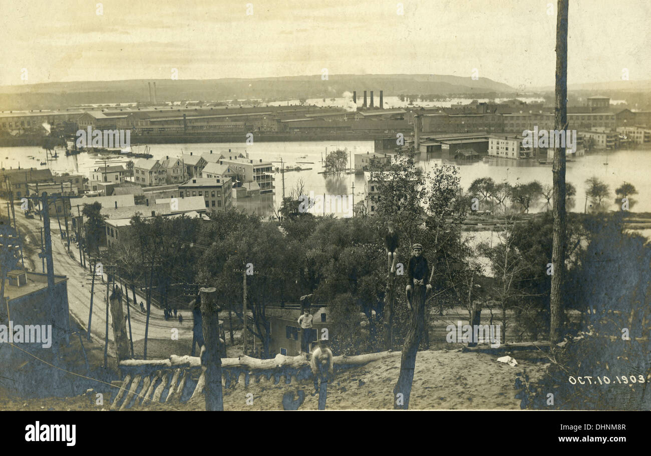 Antique photograph, depicting the flooding damage of the Mohawk River ...