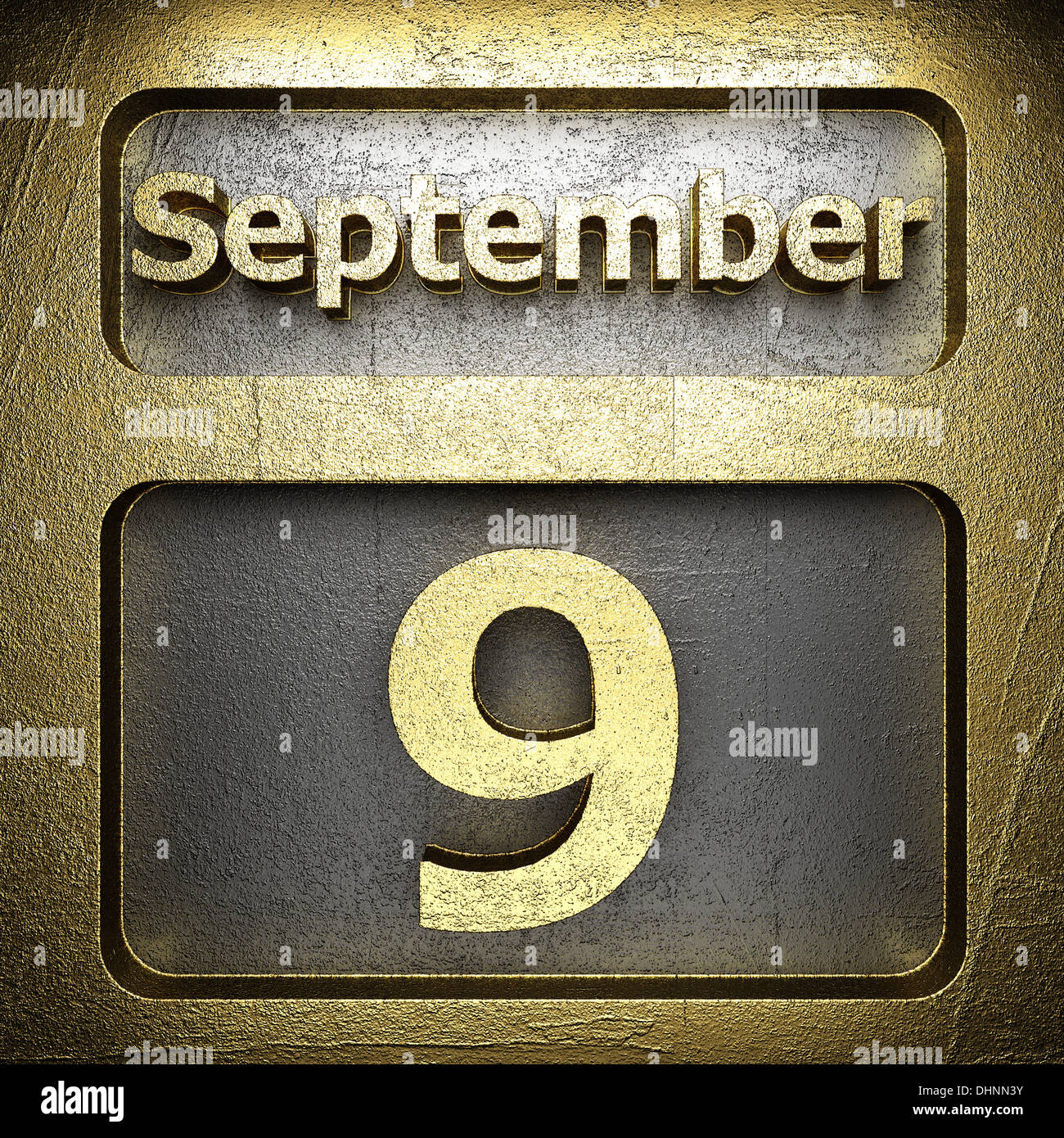 september 9 golden sign Stock Photo - Alamy