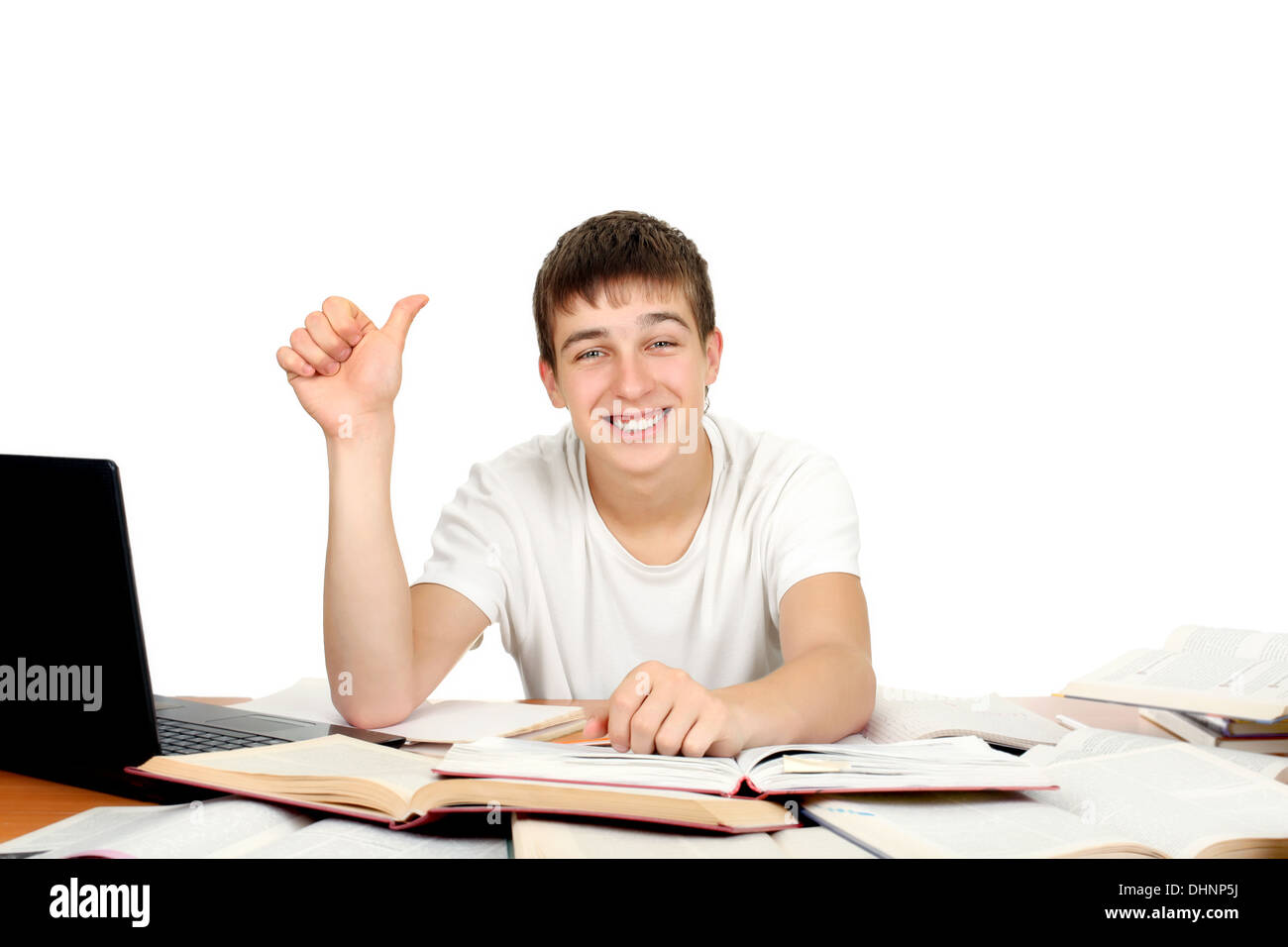Student With Thumb Up Stock Photo - Alamy