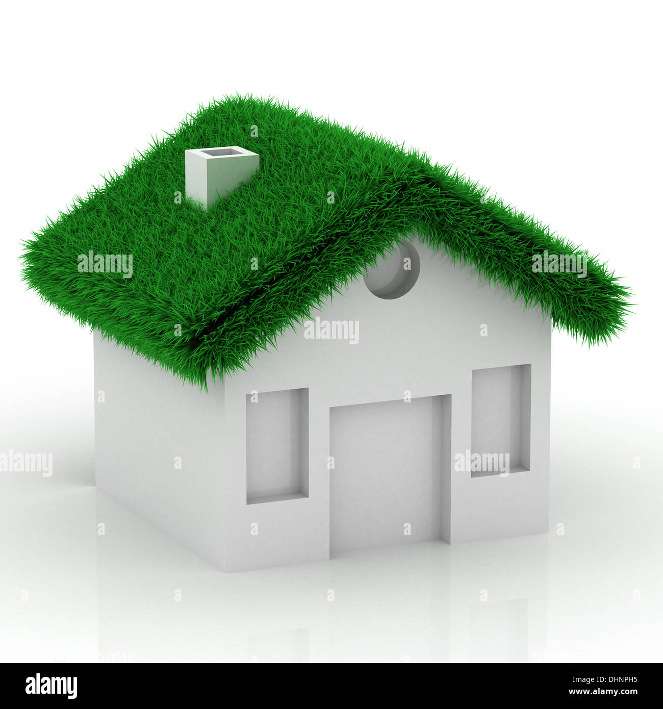 eco grass house on a white background Stock Photo - Alamy
