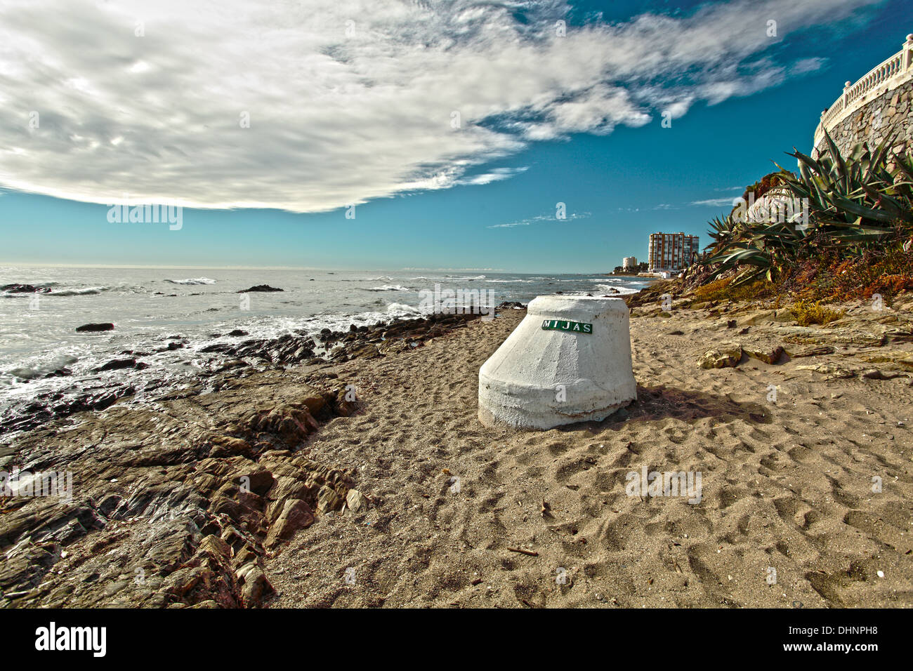 HDR view of Calahonda beach near Mijas Costa del Sol Stock Photo - Alamy