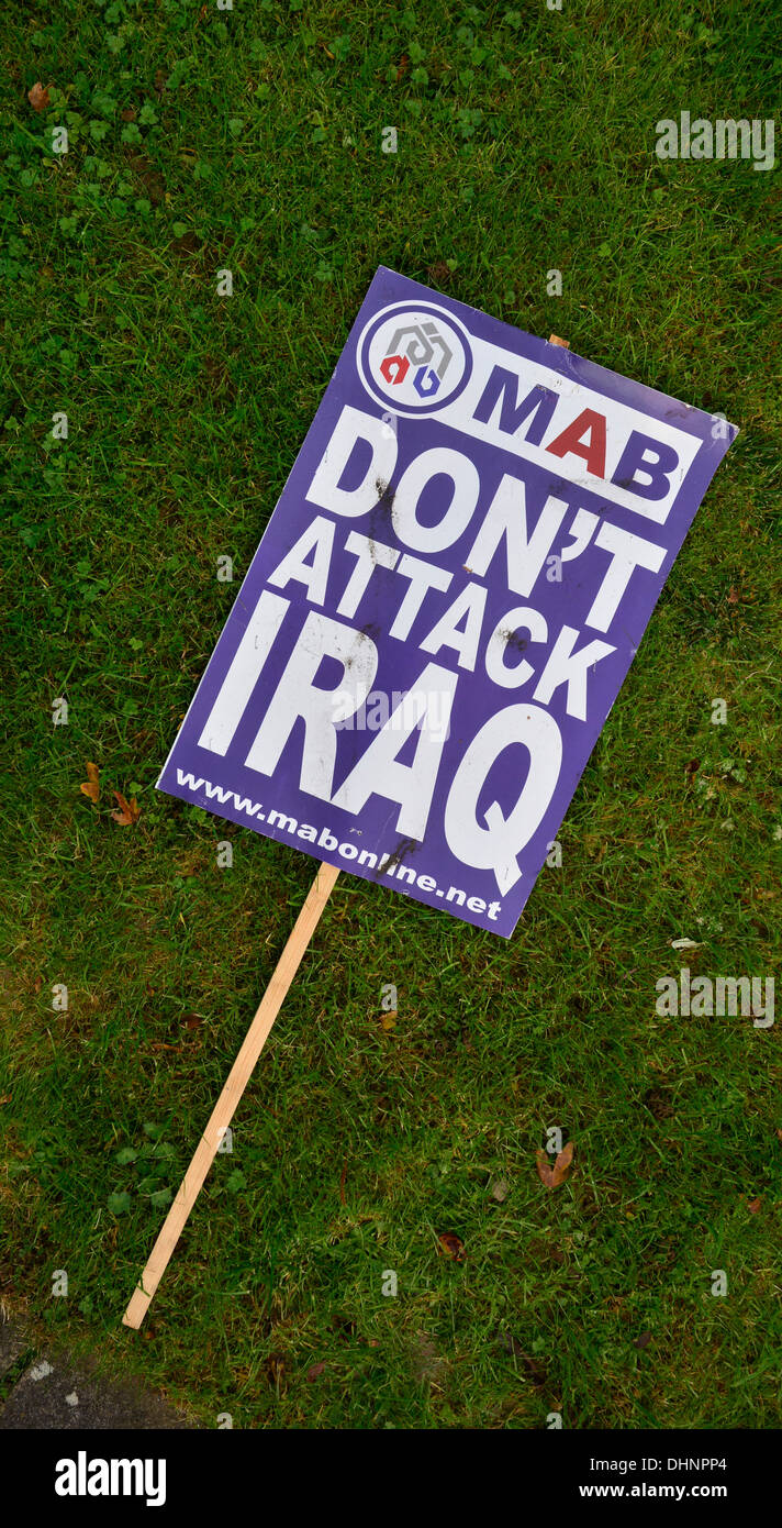 Anti war 'Don't attack Iraq' placard from 2003 protest march in London ...