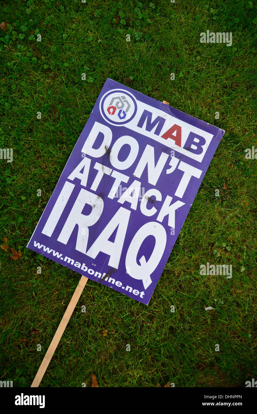 Anti war 'Don't attack Iraq' placard from 2003 protest march in London ...