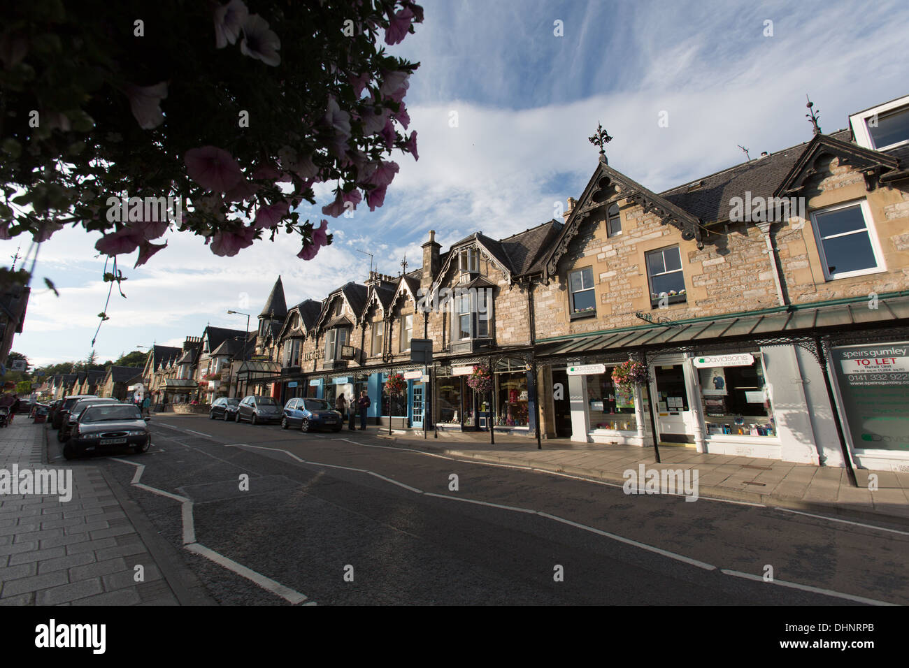 Town of Pitlochry, Scotland. Picturesque view of the cast iron canopy ...