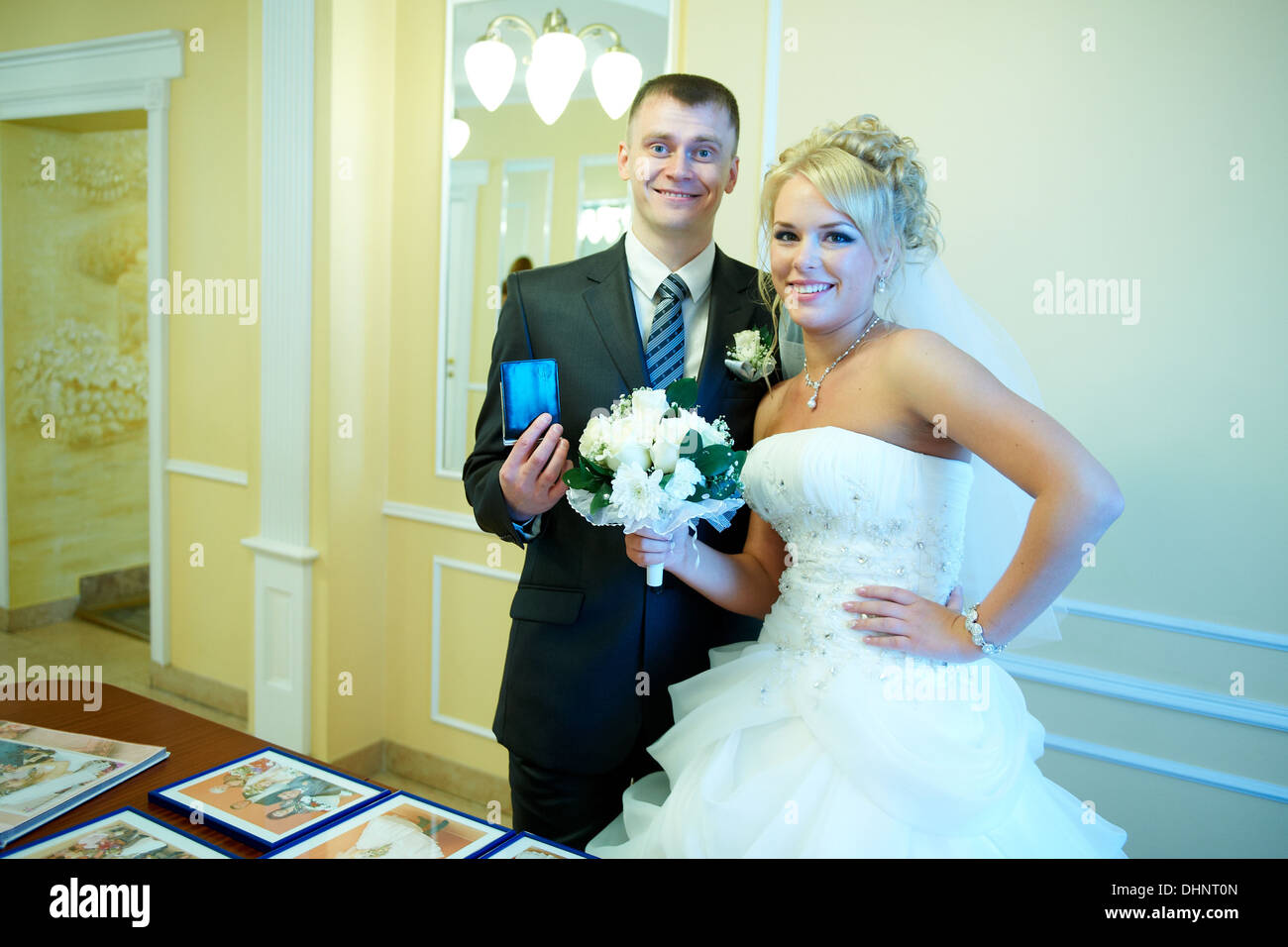 The bride and groom in the house registration of m Stock Photo - Alamy
