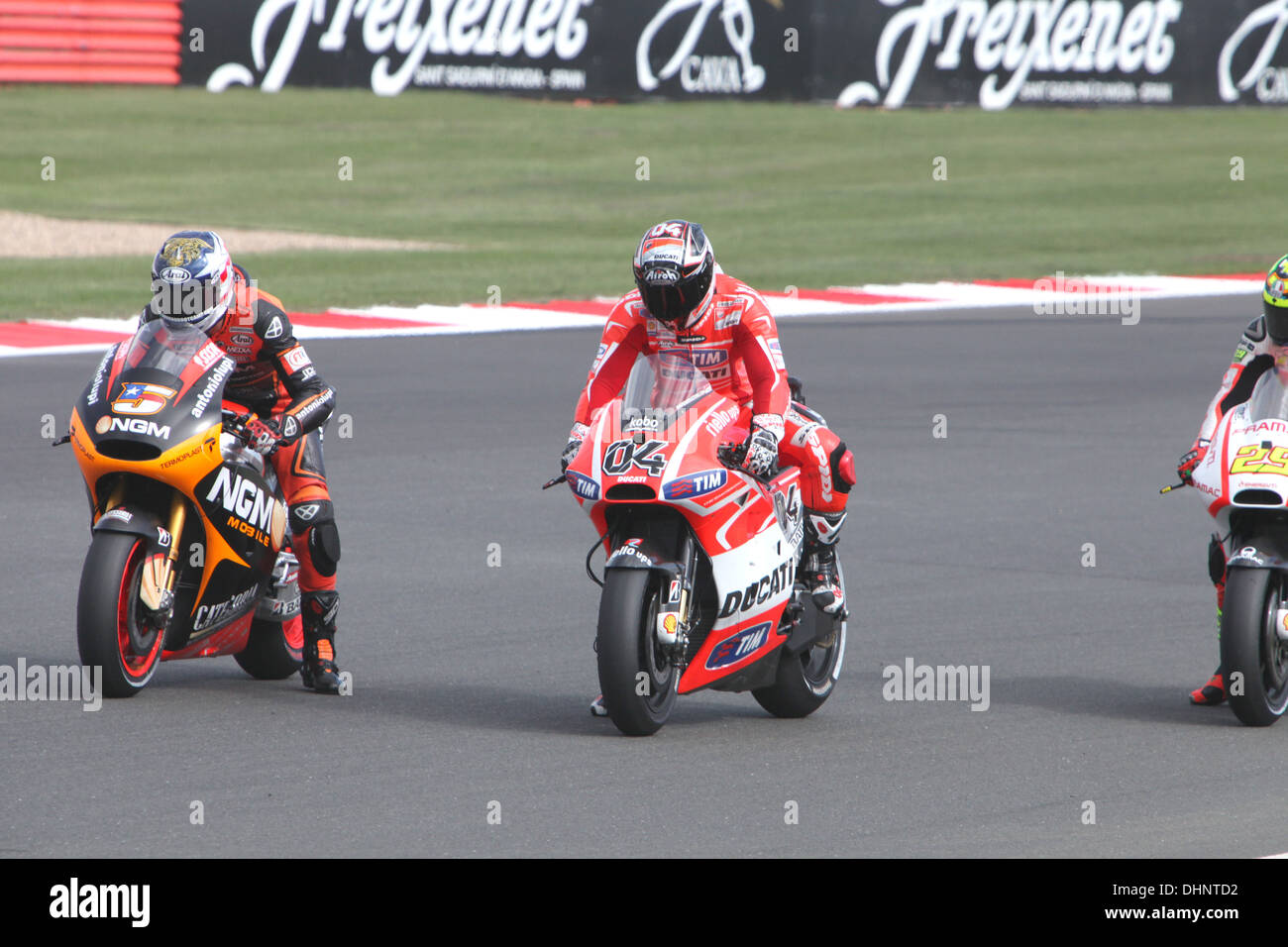 Moto GP riders at the British Moto Grand Prix at Silverstone 2013 Stock ...