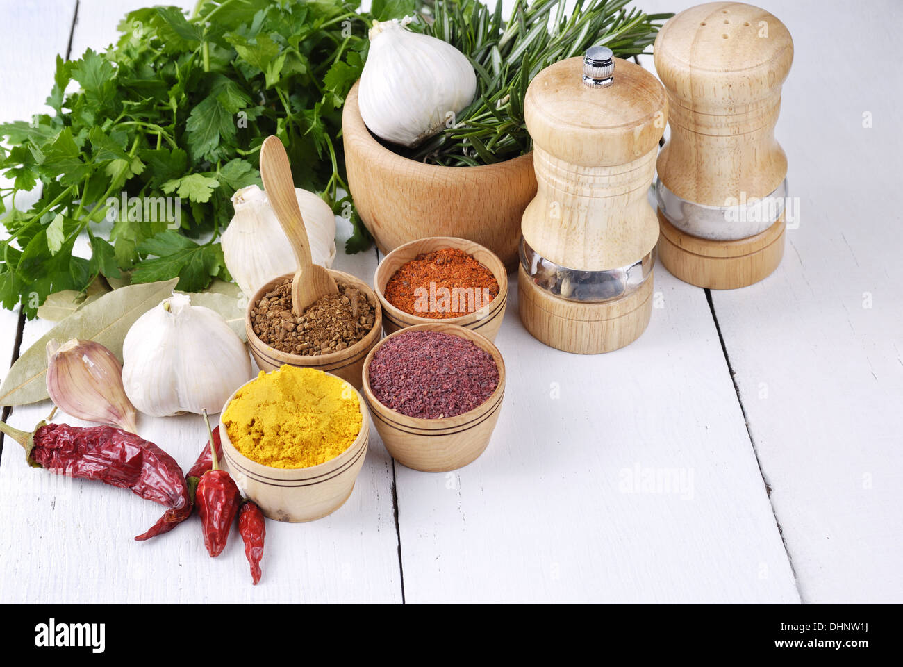 Different kinds of seasonings and herbs Stock Photo - Alamy