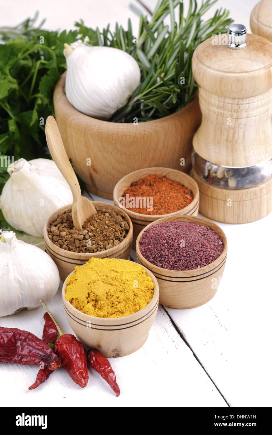 Different kinds of seasonings and herbs Stock Photo - Alamy