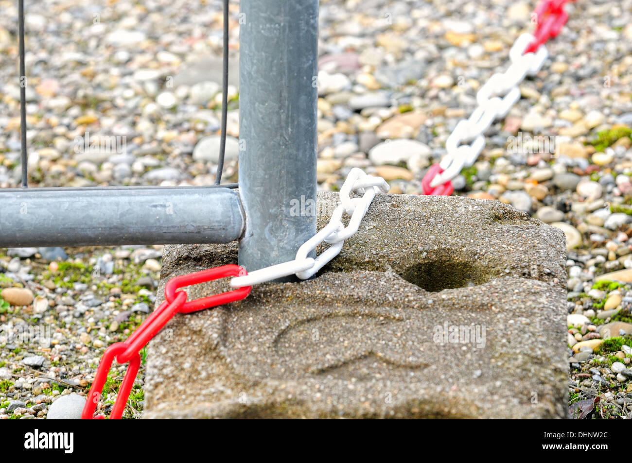 Barrier fence with chain Stock Photo - Alamy