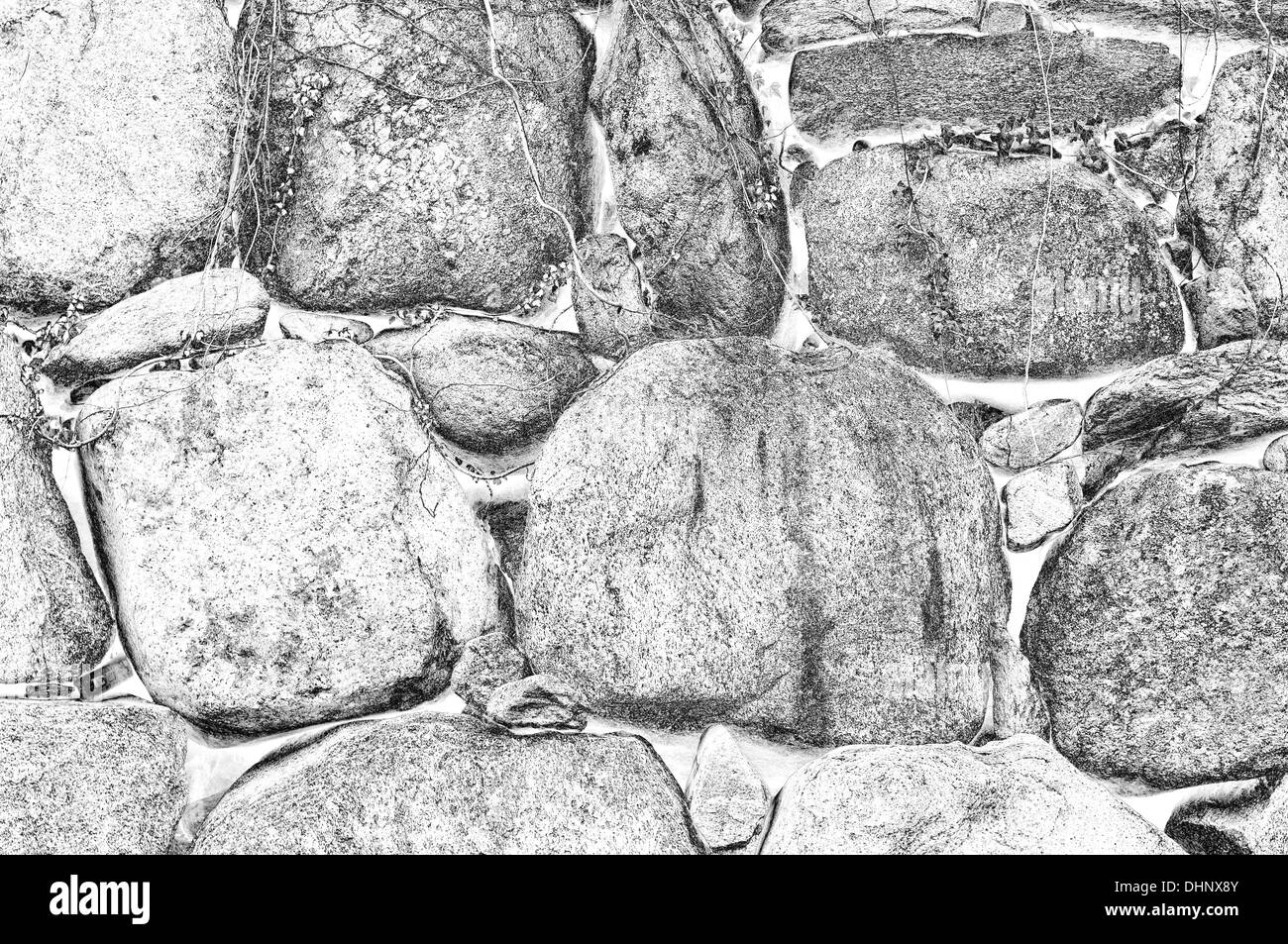 Stone wall masonry stones Black and White Stock Photos & Images - Alamy