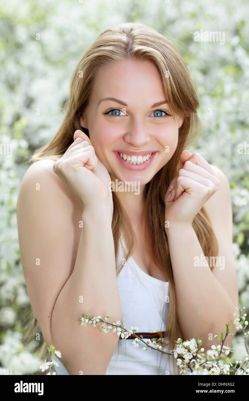 Cheerful young lady Stock Photo - Alamy