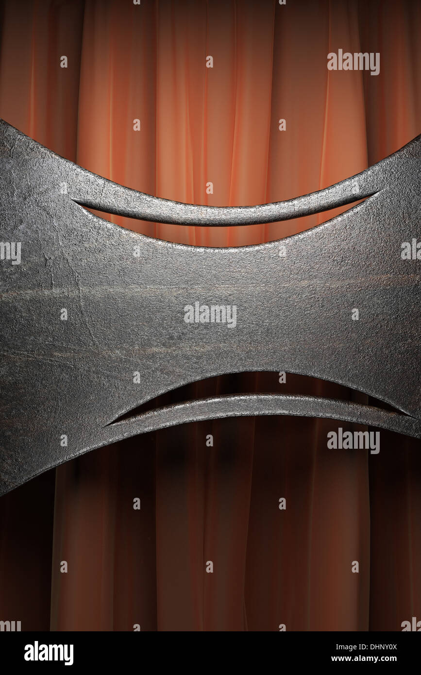 Metal on red curtain Stock Photo - Alamy
