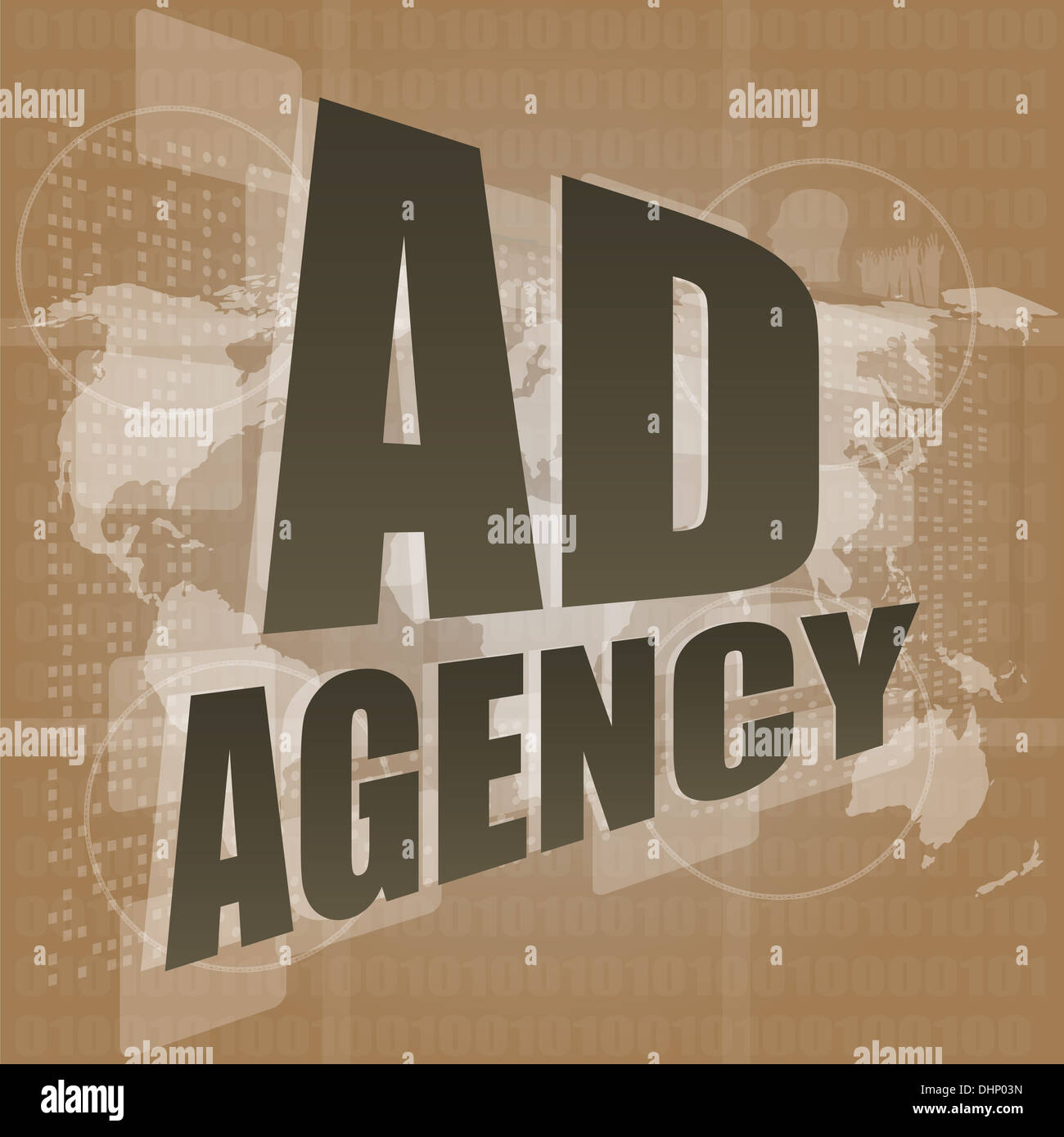 word Ad agency on digital touch screen 3d Stock Photo - Alamy