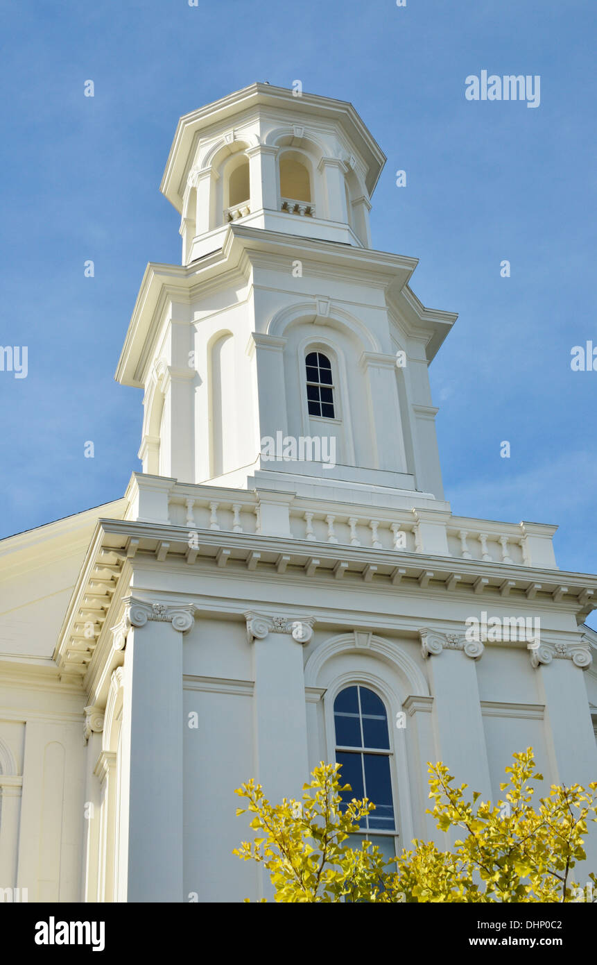 Detail of Provincetown, Cape Cod Public Library architectural tower in ...