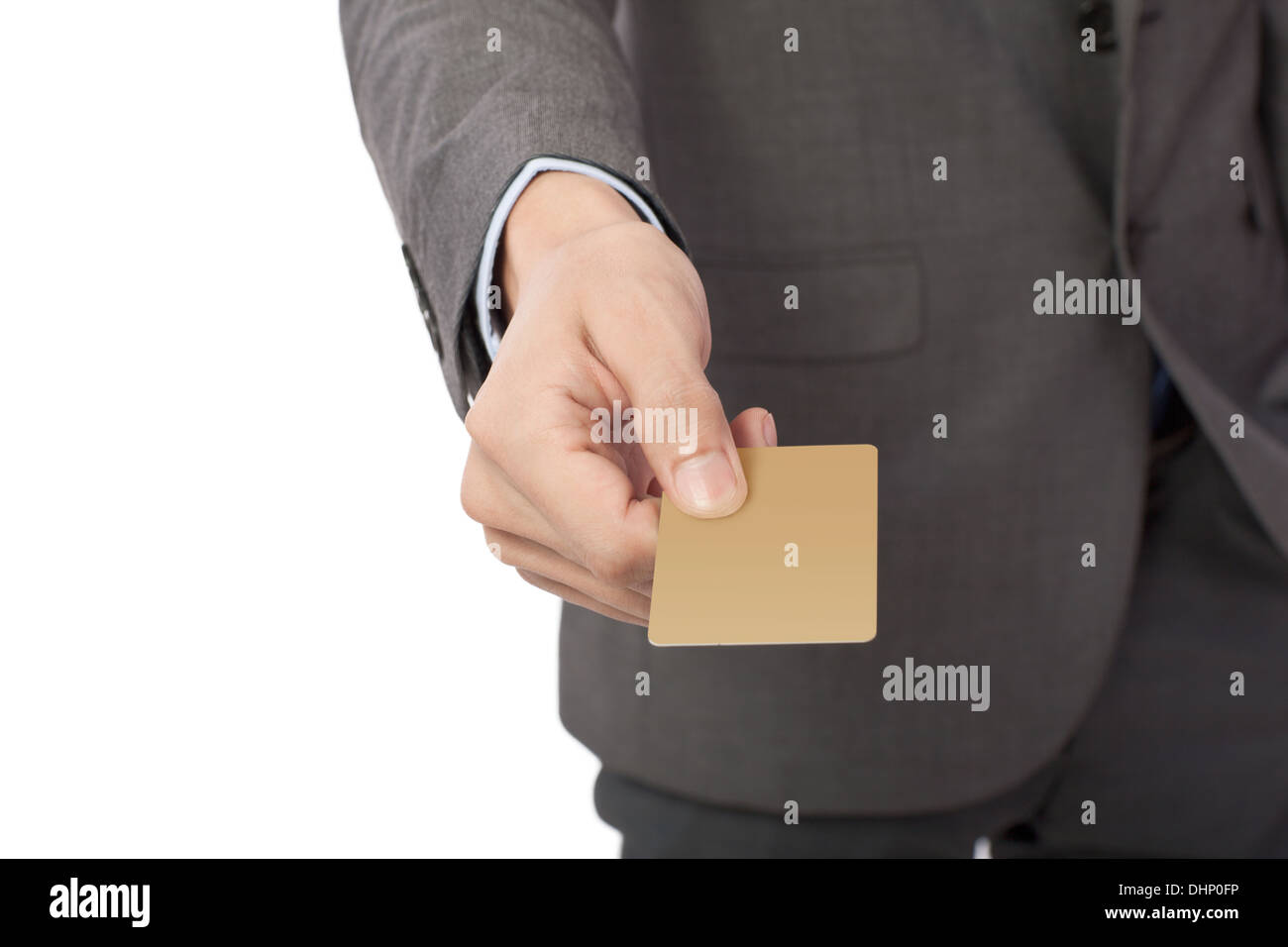 Businessman holding out business card Stock Photo - Alamy