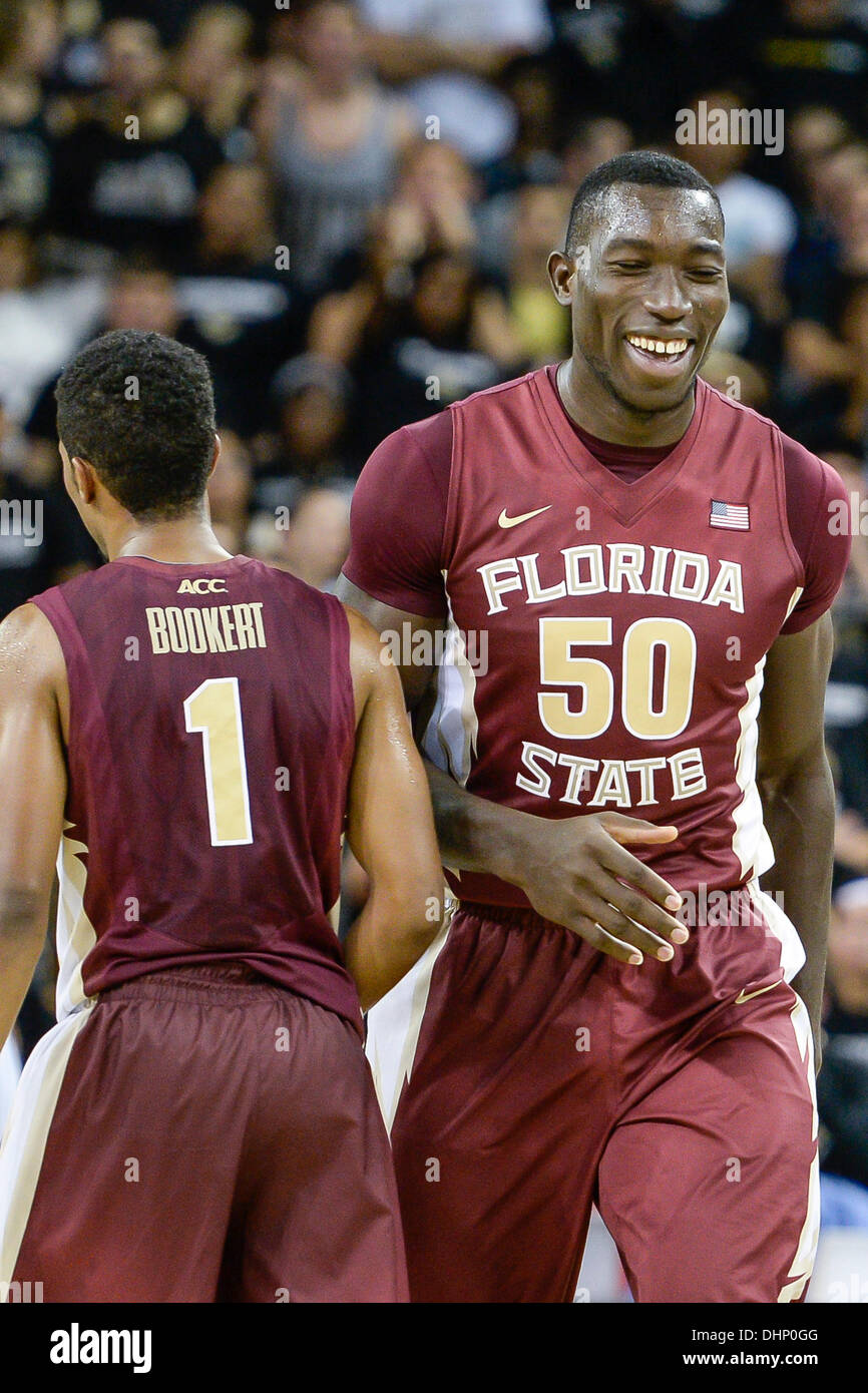 - Orlando, FL, U, . 13th Nov, 2013. S: FSU guard Devon Bookert (1) and ...
