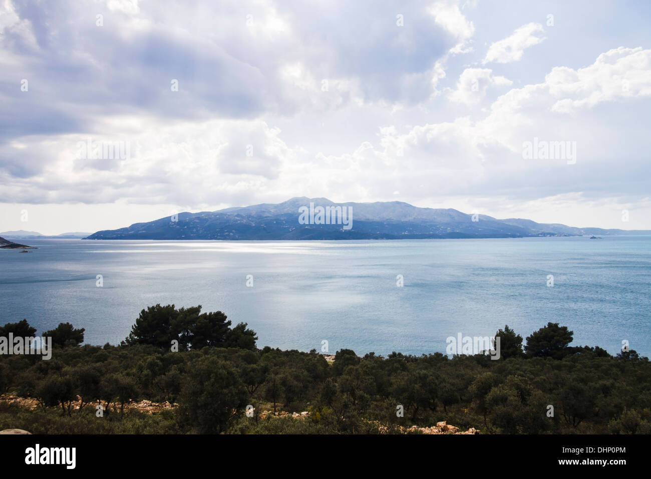 Straits of Corfu as seen from near Sarande-Ksamil in Southern Albania ...