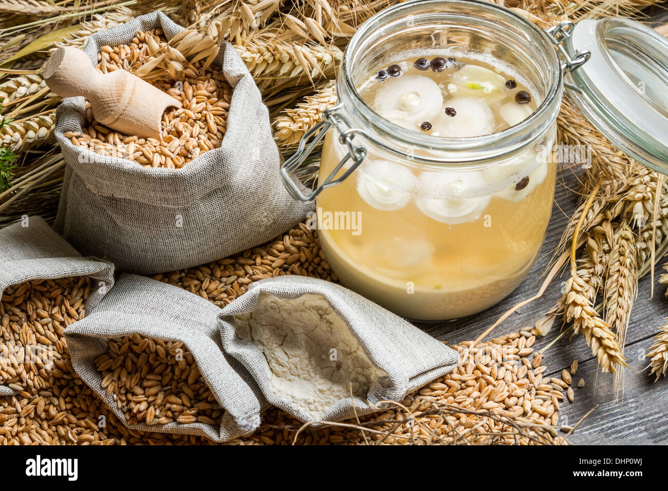 Flour as an ingredient for homemade sour soup Stock Photo - Alamy
