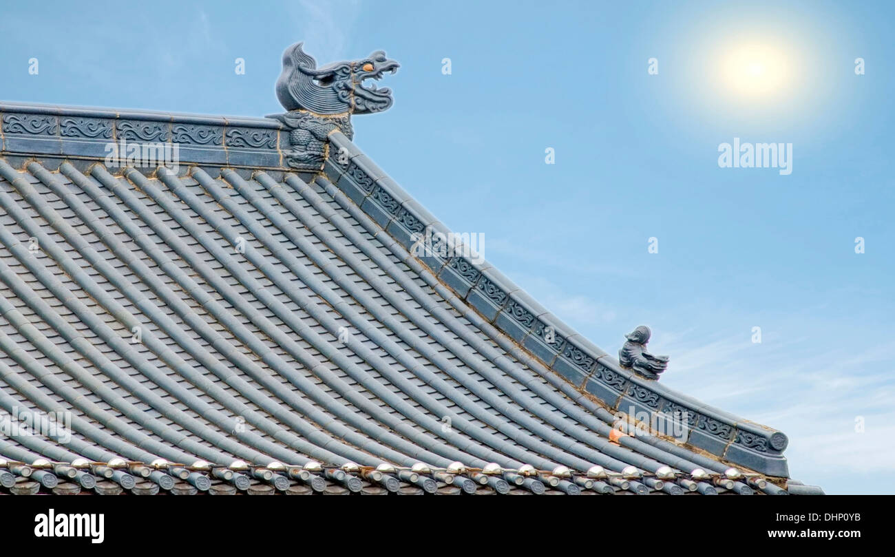 Dragon sculpture on roof Stock Photo - Alamy