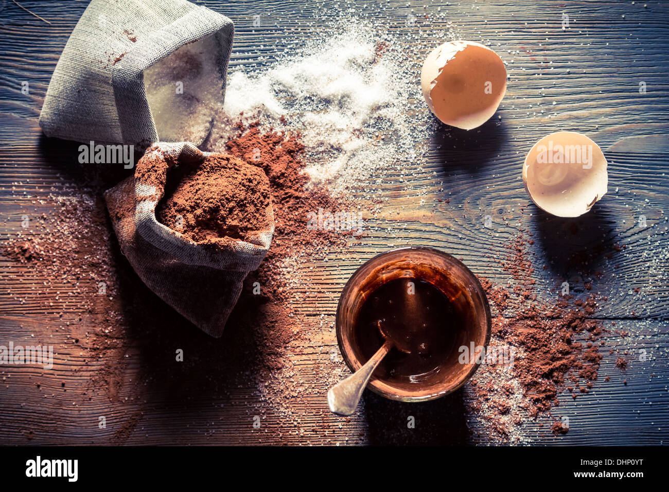 Taste of childhood, egg yolk with sugar and cocoa Stock Photo - Alamy