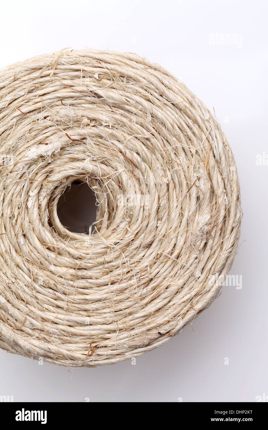 coil of linen twine on white background, closeup Stock Photo - Alamy