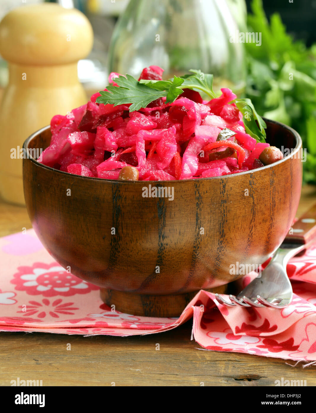Russian salad with beetroot, cabbage and potatoes Stock Photo - Alamy