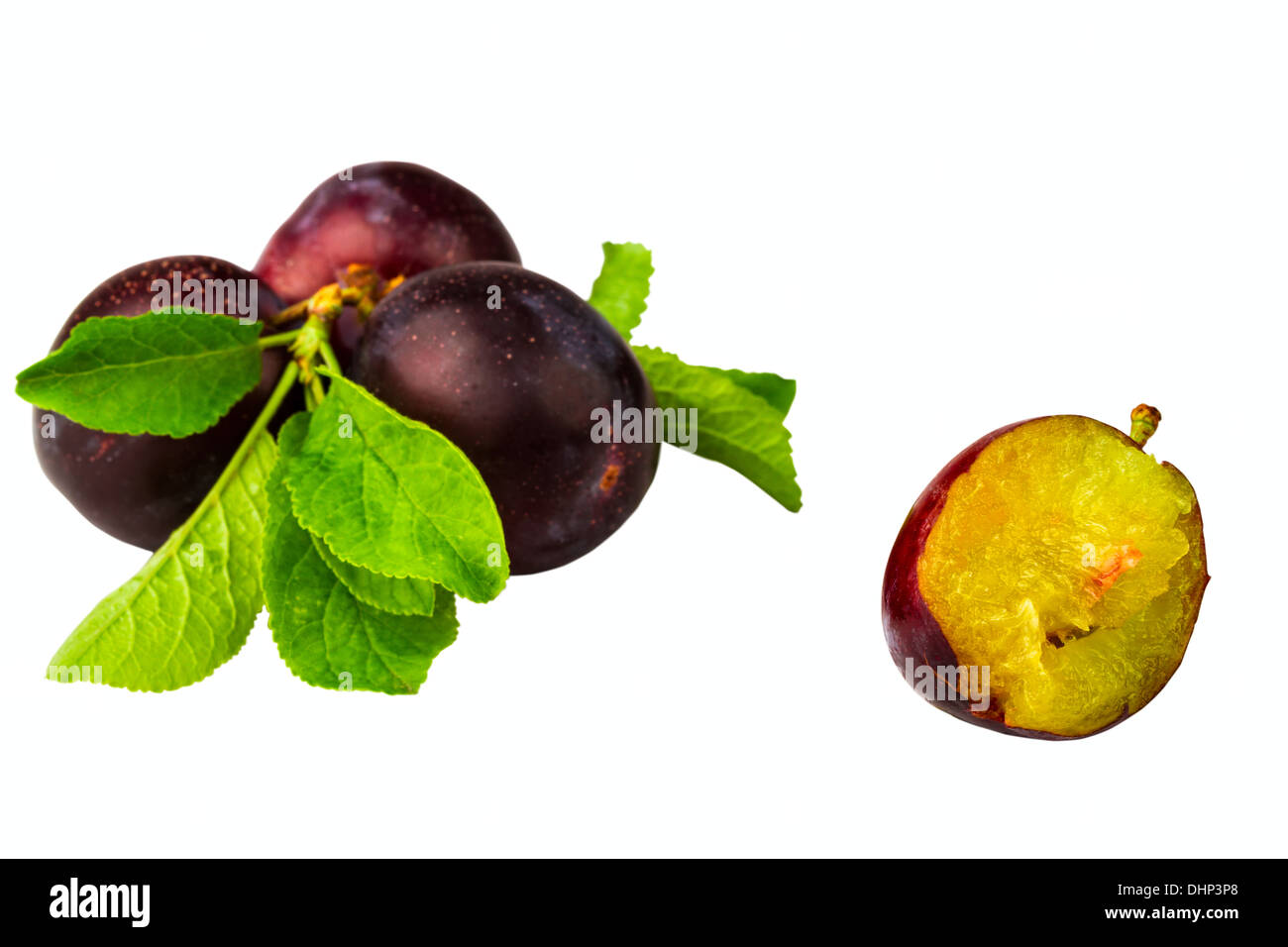 ripe plum isolated on white background Stock Photo - Alamy