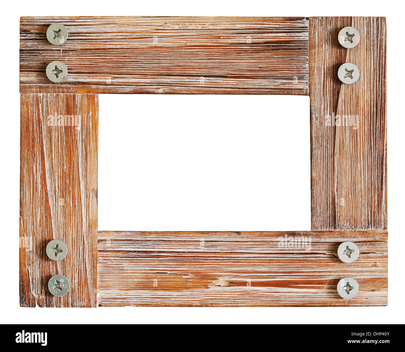 Decorative wooden photo frame isolated on white background. Closeup ...