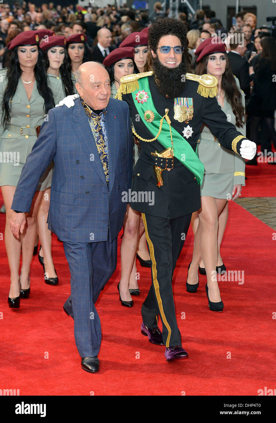 Sacha Baron Cohen and Mohamed Al-Fayed at the premiere of The Dictator ...