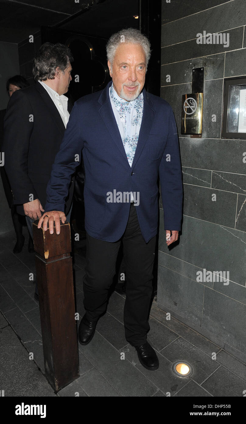 Sir Tom Jones leaving Hakkasan restaurant after having dinner with ...