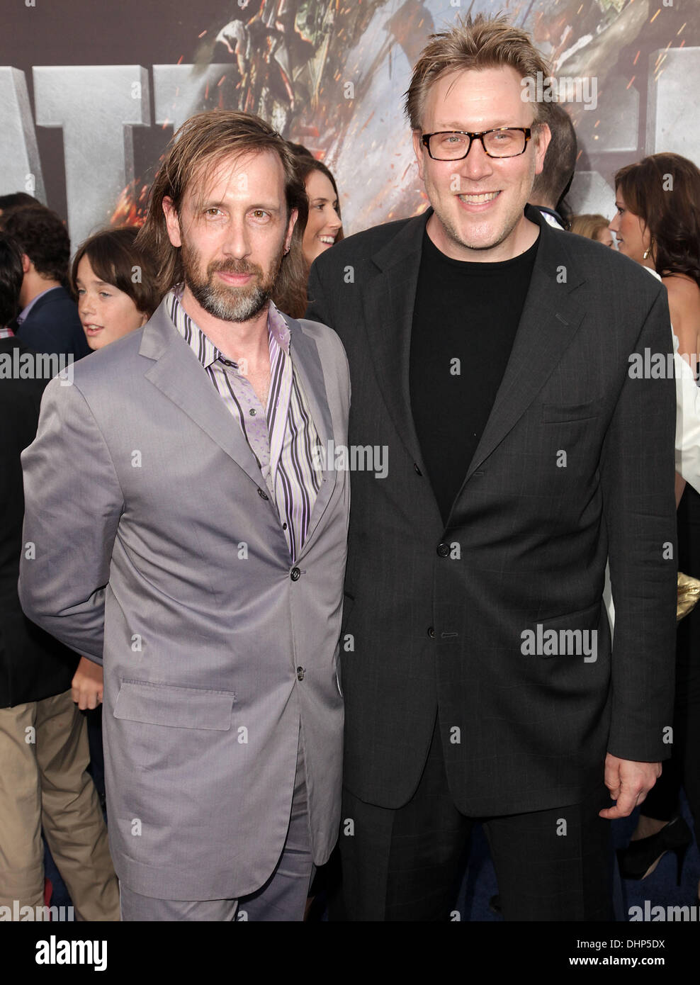 Jon Hoeber and Erich Hoeber "Battleship" premiere at the NOKIA Theatre ...