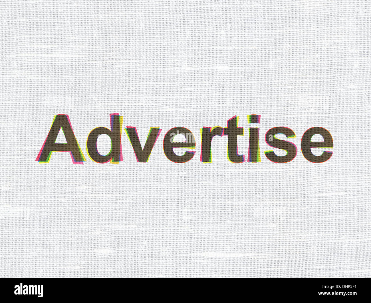 Advertising concept: CMYK Advertise on linen fabric texture background ...