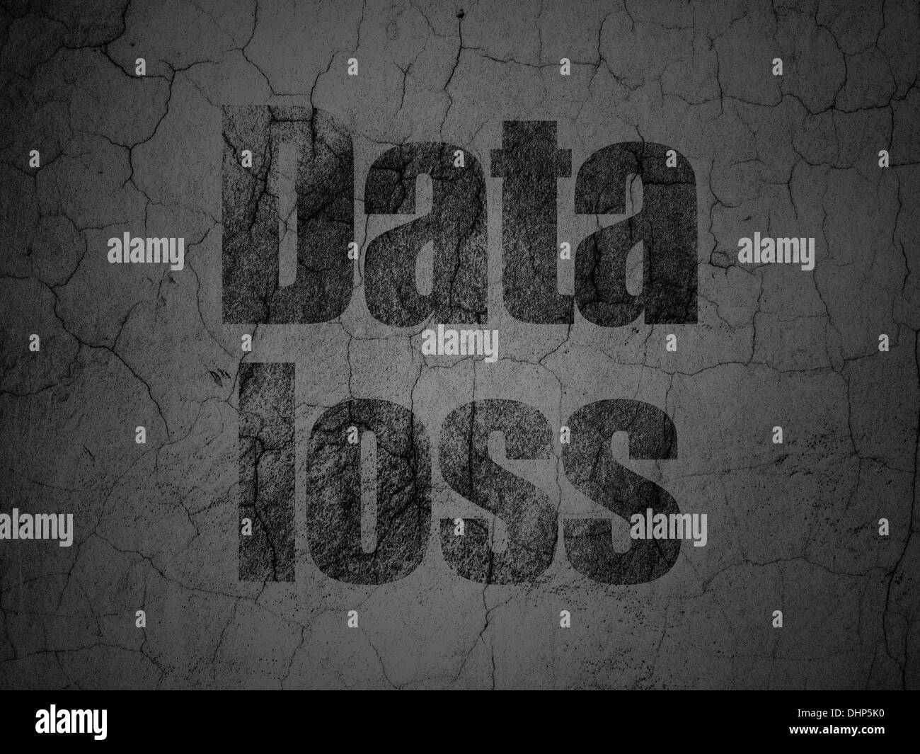 Information concept: Black Data Loss on grunge textured concrete wall ...