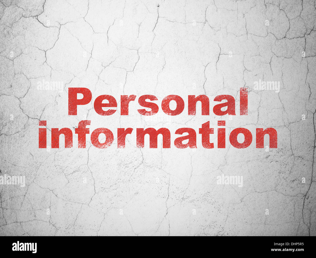 Protection concept: Red Personal Information on textured concrete wall ...
