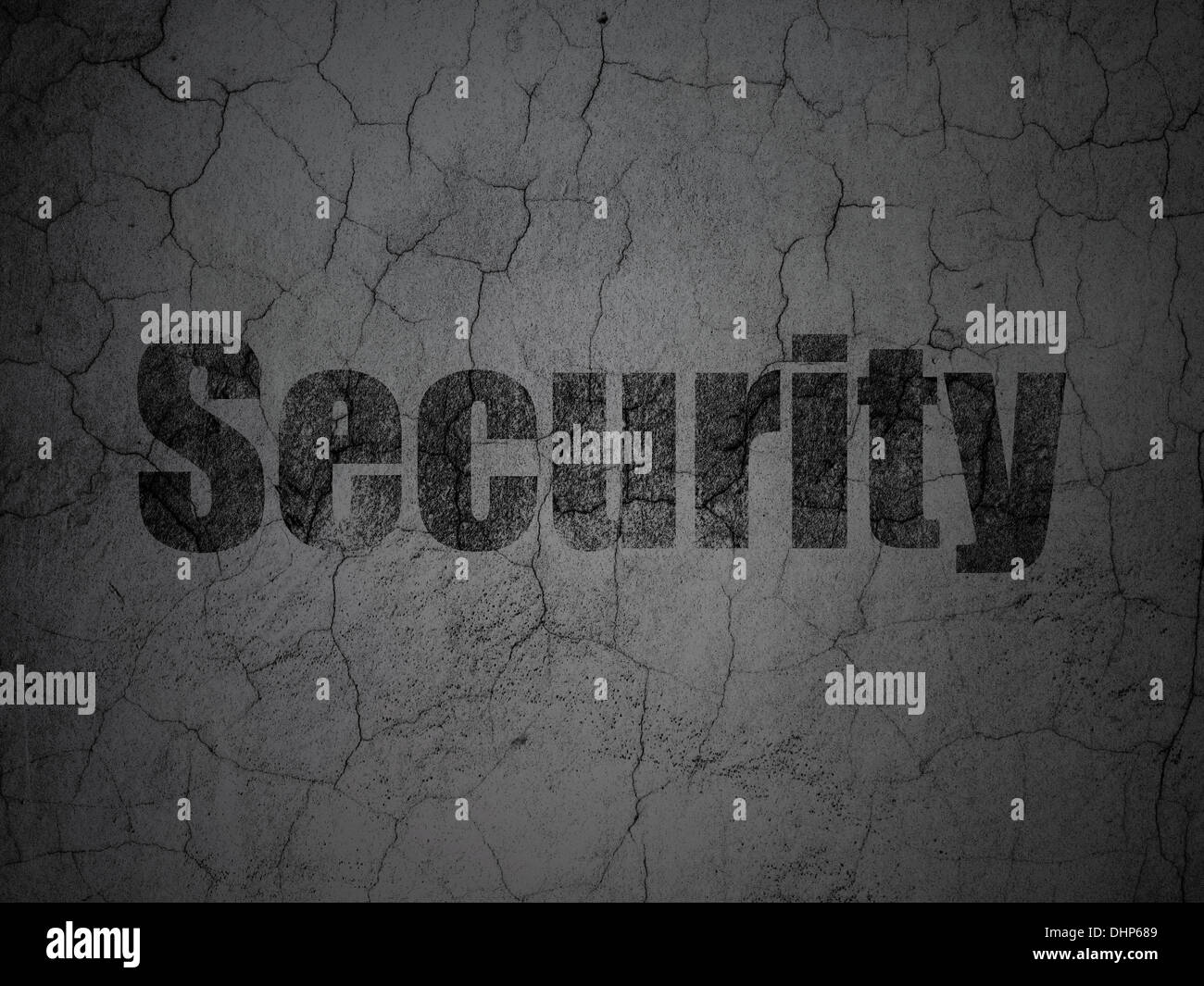 Security concept: Black Security on grunge textured concrete wall ...
