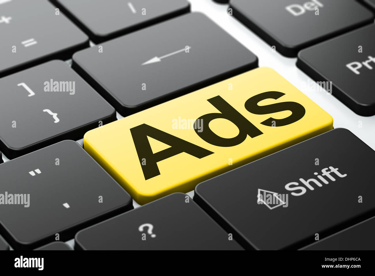Advertising concept: computer keyboard with word Ads, selected focus on ...