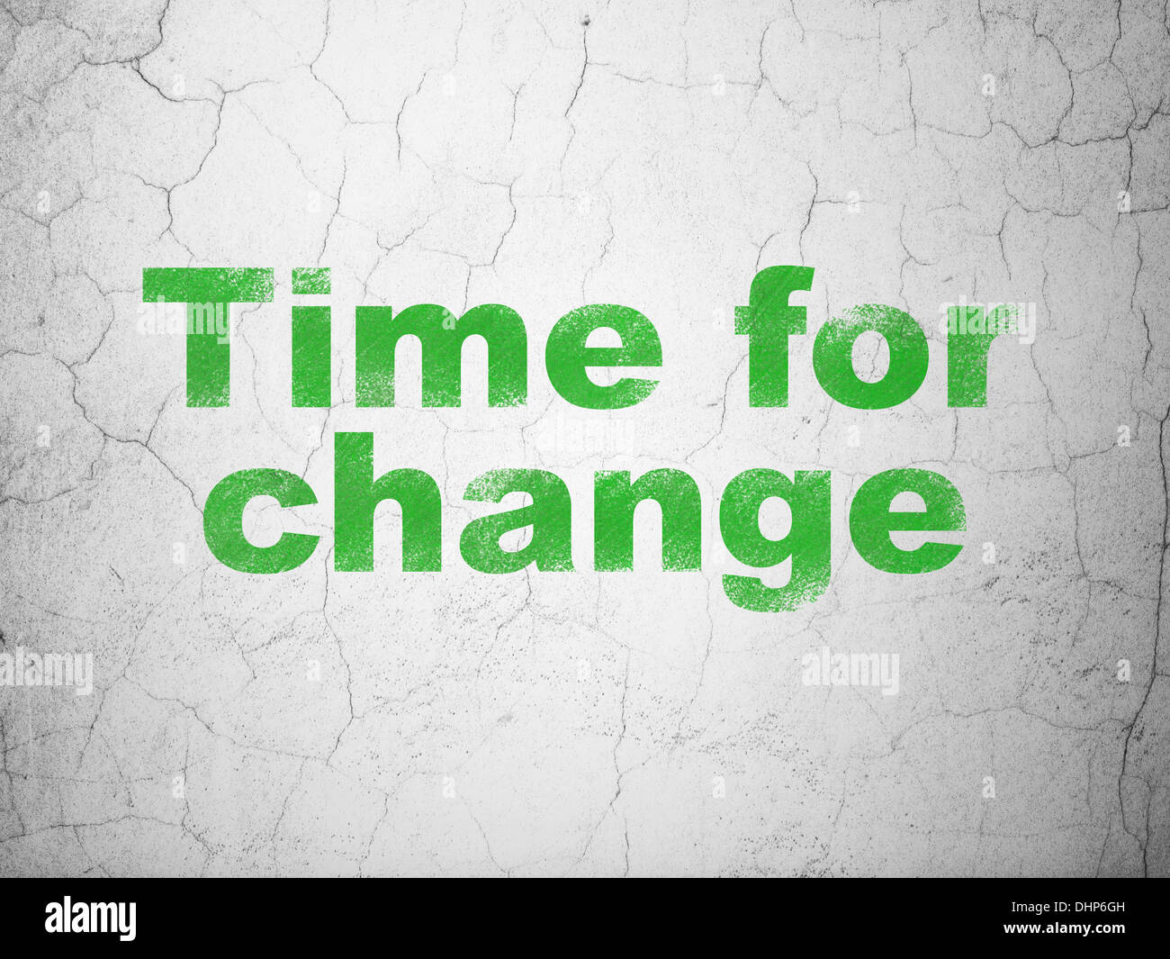 Timeline concept: Green Time for Change on textured concrete wall ...