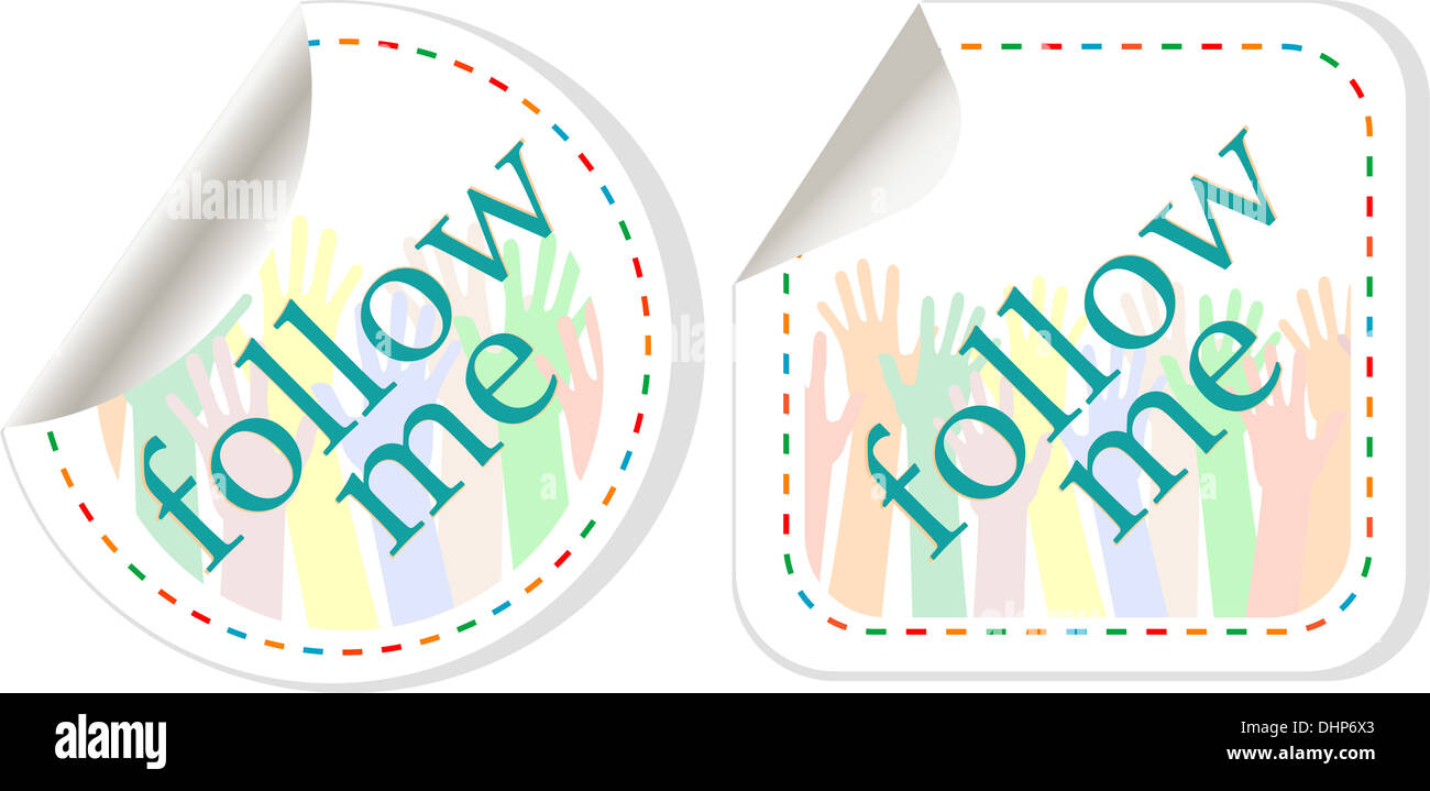follow me stickers label set Stock Photo - Alamy